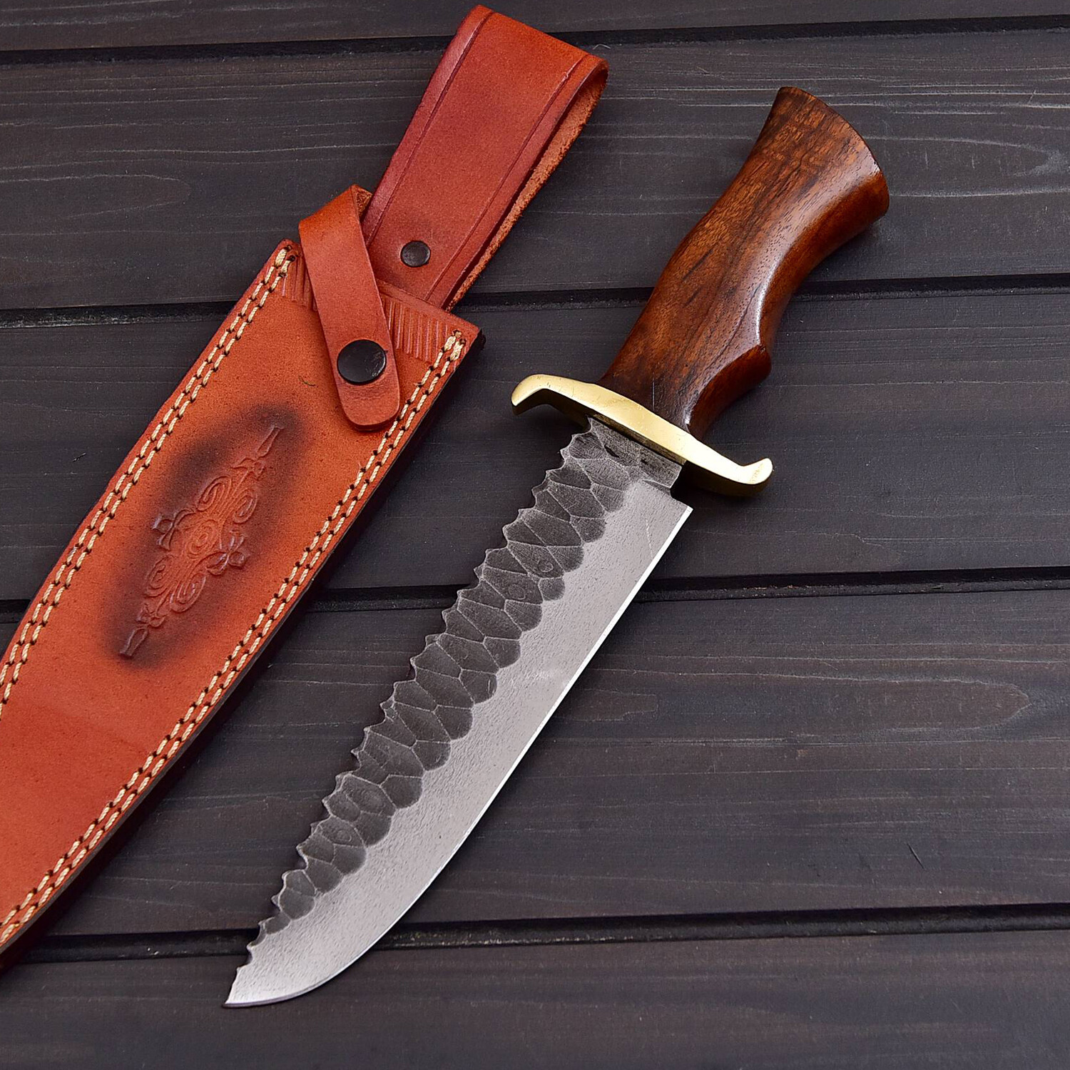 Custom Hand Forged Bowie Knife with Leather Sheath – MAC ENTITY
